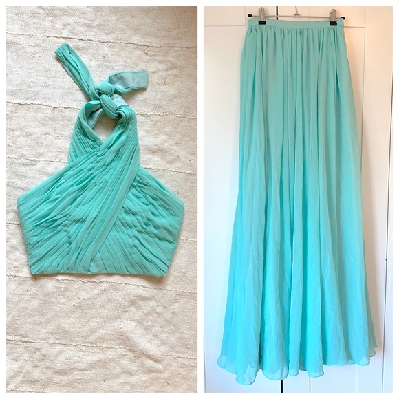 Fame and Partners | Dresses | Fame Partners Prom Aqua Blue Top Skirt ...